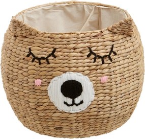 Dětský koš na hračky z vodního hyacintu v přírodní barvě ø 49x40 cm Lidi Cat Face – Premier Housewares