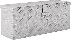 HOMCOM Úložný Box - Hliníková Toolbox - Hliníkový Box na Nářadí s Klíčovým Zámkem 50L x 15,5Š x 20,5V cm - Stříbrný