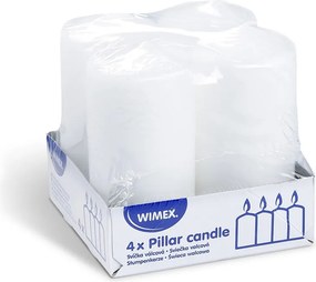 Wimex 33200 - válcová svíčka 50 × 100 mm, bílá - 4 ks