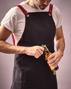 GENTLEMEN'S HARDWARE Pánská kuchyňská zástěra s otvírákem BBQ Utility Apron, černá barva, textil