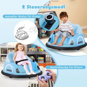 Costway Bumper Car pro děti Elektrický Bumper Car s blikajícími LED světly modře