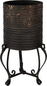 Černý antik kovový stojan na rostliny Planio - Ø 29*53 cm