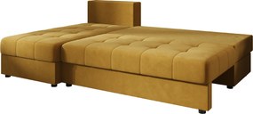 Rozkládací oboustranná sedací souprava do L VENORIA SLIM 200x143 cm, hořčicová + 2 polštářky ZDARMA