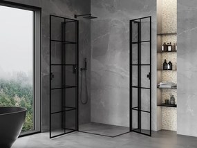 Mexen, Mexen Mist L Duo sklápěcí sprchový kout 110 x 90 cm, černá mřížka - 8A4L-110L-090P-70-77