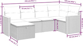 6dílná zahradní sedací souprava s poduškami béžová polyratan 3265300