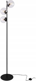 Stojací Lampa Podlahová Černá Loftová Skleněná Průhledná Koule Moderní