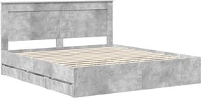 Rám postele s čelo Betonově šedá 180 x 200 cm Inženýrské dřevo 3410159