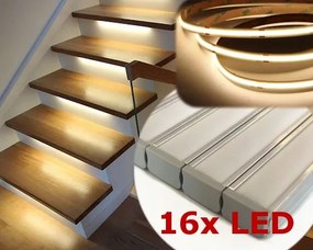 Set 16 x Led Cob schodišťová lišta Světelná linka 1 m Na Míru