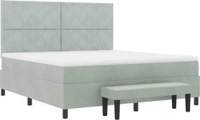 Postel s boxspringem s čelo Světle šedá 200 x 180 cm samet 3344594