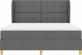 Postel s boxspringem s čelo Tmavě šedá 200 x 180 cm textil 3340768