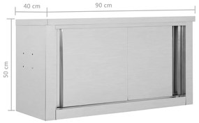 vidaXL Marketos Nástěnná kuchyňská skříň s posuvnými dveřmi 90x40x50 cm nerez