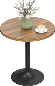 HOMCOM kulatý barový stůl 60 cm, vysoký kuchyňský stůl s protiskluzovými nohami, do kuchyně a obývacího pokoje, ořech