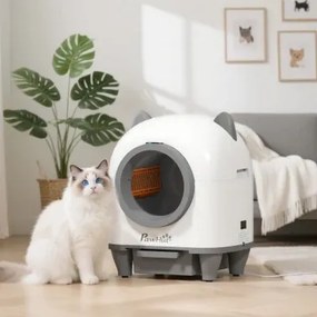 PawHut Samočistící kočičí toaleta s ovládáním přes aplikaci 80 L Odstranění zápachu pro více koček