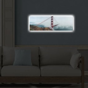 Obraz s LED osvětlením GOLDEN GATE V MLZE 64 30 x 90 cm