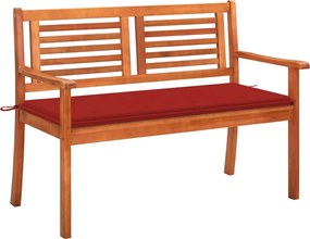 vidaXL 2místná zahradní lavice s poduškou 120 cm masivní eukalyptus [3060981] Barva: Červená