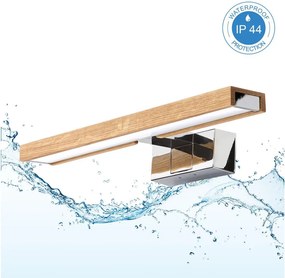 BRILAGI-LED Koup osvět zrcadla 3v1 WOODY MIRROR LED/8W/230V 40 cm IP44 chrom/dub