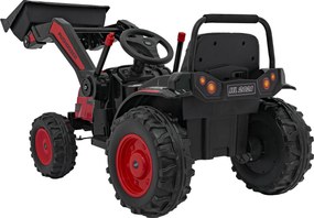 Ramiz Dětský bagr-traktor na baterie červený + pohyblivé rameno s lžící + dálkové ovládání + pomalý start + FM rádio + LED