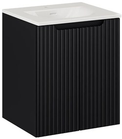 Závěsná skříňka Nova Black II se zápustným umyvadlem 50 cm černá/bílá