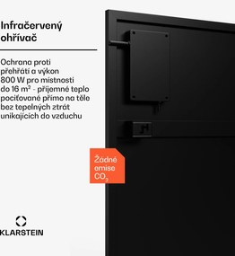 Klarstein Wonderwall Smart Bornholm Infračervený ohřívač, 800 W, Inteligentní ovládání, montáž na zeď, LED-Displej