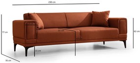 Hanah Home Třímístná pohovka HORIZON červenooranžová