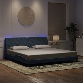 Rám postele s LED bez matrace tmavě šedý 200 x 200 cm samet 3213874