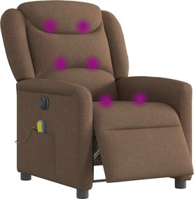 Elektrické masážní polohovací křeslo hnědé textil 3303188