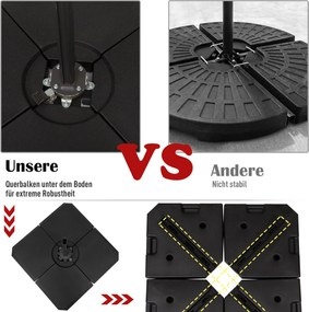 Outsunny Zátěž na deštníky Outsunny, 4dílný stojan na deštníky, lze naplnit 80 kg vody nebo 120 kg písku, HDPE, černá, 100 x 100 x 9,5 cm | Aosom