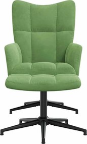 Relaxační křeslo se stoličkou světle zelené samet 328109