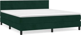 Box spring postel s matrací tmavě zelená 160x200 cm samet 3141374