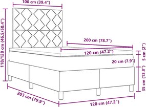 Postel s boxspringem s čelo Tmavě hnědá 120 x 200 cm textil 3339458