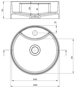 Deante CQS_NU4B - Umyvadlo na desku s otvorem SILIA pr. 36 cm granit/černá