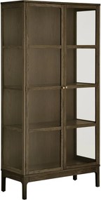 Tmavě hnědá vitrína v dekoru dubu 90x180x40 cm Zamora – House Nordic