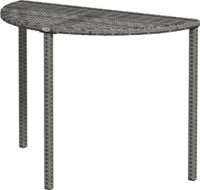 Outsunny Balkonový Stůl Zahradní Boční Stůl Zahradní Nábytek Polokruhový Ratanový Metalický Šedý 100 x 50 x 74 cm