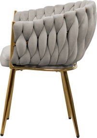 Jídelní křeslo, šedohnědá Taupe Velvet látka/gold chrom zlatý, DEILA