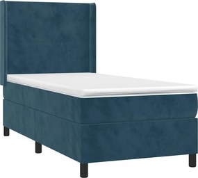 Box spring postel s matrací a LED tmavě modrá 80 x 200 cm samet 3139413