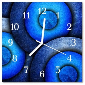 Skleněné hodiny čtvercové Abstraktní kruhy 30x30 cm