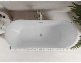 Mexen Celia, volně stojící vana 170 x 75 cm, bílá-černá, broušená ocel přepad, 52331707575-97