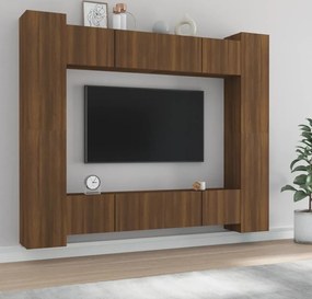 vidaXL 8dílný set TV skříněk kompozitní dřevo [3114230] Barva: hnědý dub