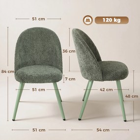 Sada HOMCOM 2 sametových jídelních židlí s čalouněným sedadlem, tmavě zelená