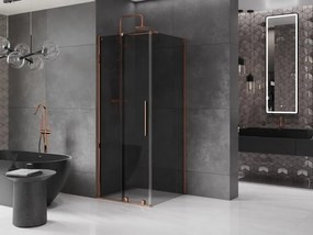 Mexen Velar, sprchový kout s posuvnými dveřmi 90 x 90 cm, 8mm šedé sklo, růžové zlato, 871-090-090-41-60