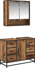 Sada koupelnového nábytku 2 ks Staré dřevo 80 x 33 x 60 cm 3402426