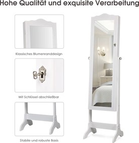 Costway Jewelry Cabinet Organizer na šperky se zrcadlovými dvířky po celé délce