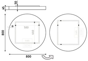 Nimco Bílé LED zrcadlo pr. 800 se dvěma dotykovými senzory - ZPB 31002RVX-05