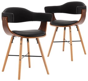 Jídelní židle 2 ks černé umělá kůže a ohýbané dřevo,  283137