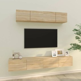 4dílný set TV skříněk dub sonoma kompozitní dřevo