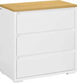 HOMCOM Bílá Komoda se 3 Zásuvkami z Dřevotřísky pro Ložnici, Kancelář a Obývací Pokoj, 70x37x75cm | Aosom