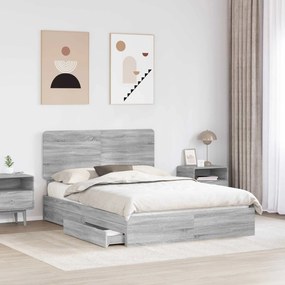 Postel s úložným prostorem se zásuvkou Šedá Sonoma 150 x 200 cm 3412677