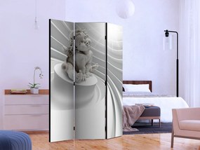 Pokojová zástěna Andělský lesk - romantický anděl na bílém pozadí v 3D iluzi