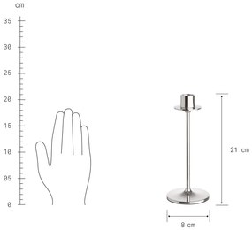 Butlers CLASSIC Svícen 16 cm - stříbrná