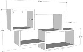 Nástěnná police AYDER 51x90 cm hnědá/bílá